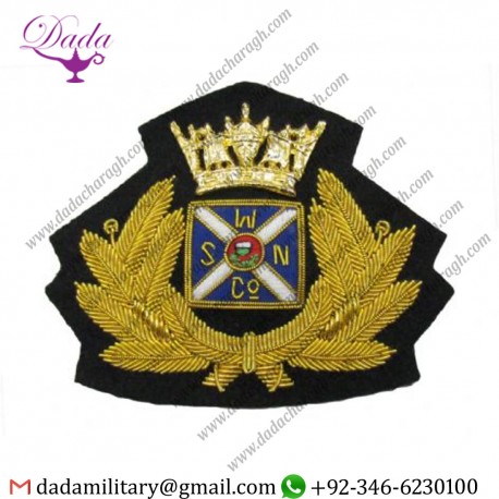 Merchant Navy Cap Badge Sew On Cap Badge Badges, Uk Hand Embroidered