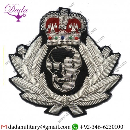 Military Motif Hand Embroidery Bullion Wire Cap Badges Custom Blazer