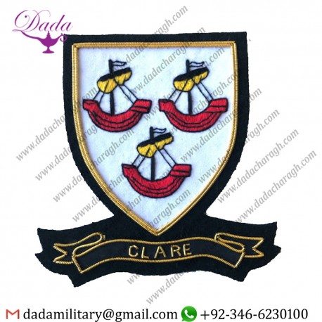 Military Uniform Emblem Hand Embroidered Irish County - Clare