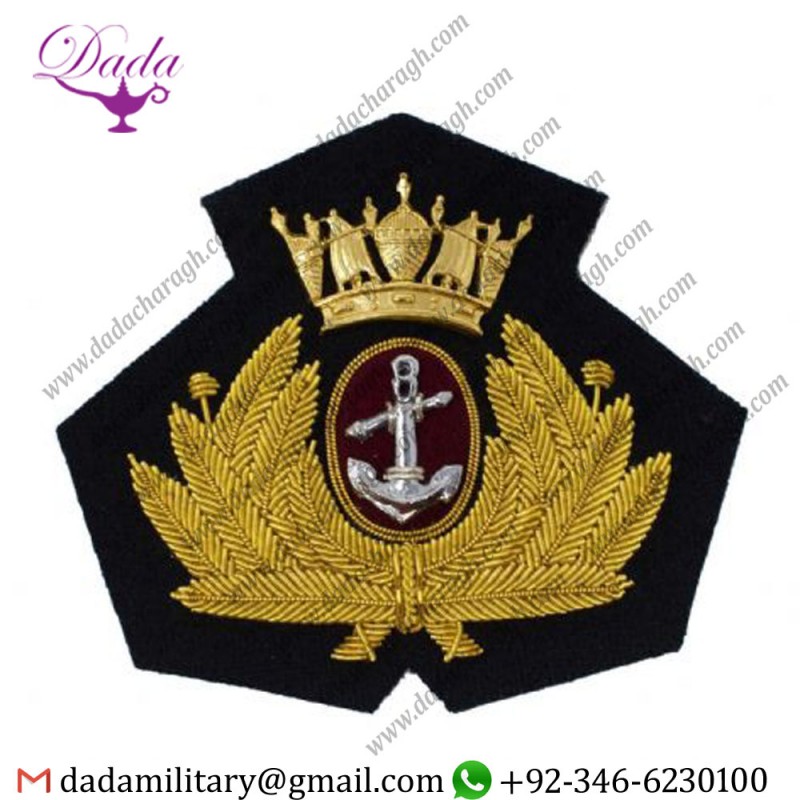 Sew On Badge Merchant Navy Cap Badge Officers Bombay Style Bullion