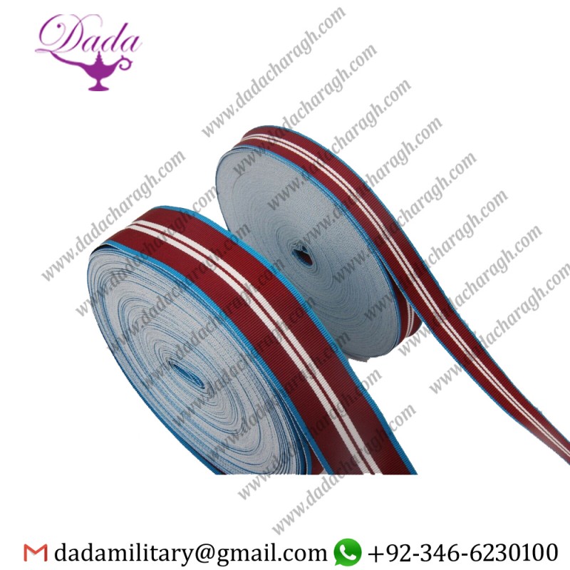 Blue Maroon White, Military Medal Ribbons Dark Brown Mylar Braid Lace,