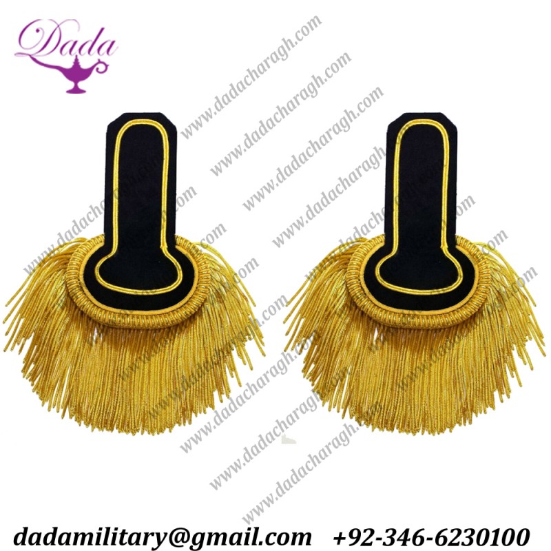 Uniform Shoulder Epaulette Black Gold, Marching Band Epaulette, Fringe