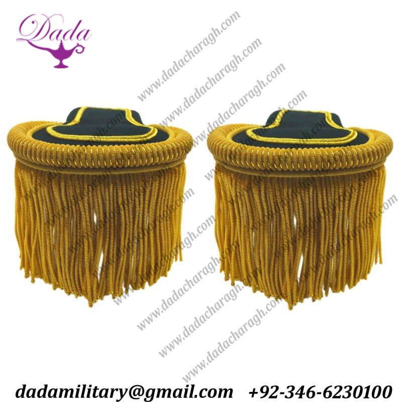 Uniform Shoulder Epaulette Black Gold, Marching Band Epaulette, Fringe