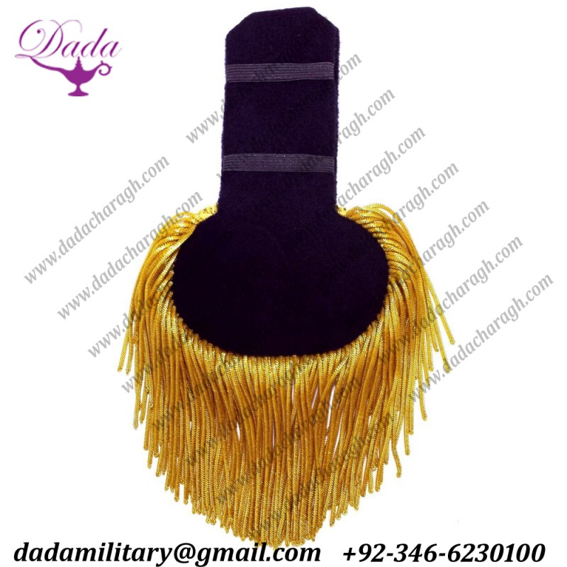 Uniform Shoulder Epaulette Black Gold, Marching Band Epaulette, Fringe