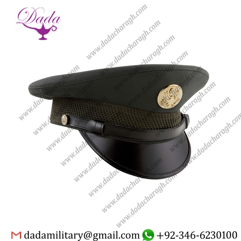 Green Army Company Grade Service Cap Hand Embroidered Army Visors peak