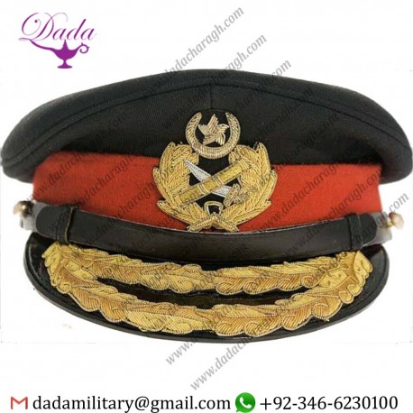 Embroidery Badge Pakistan Army General Cap Replica 2 Row Gold Bullion