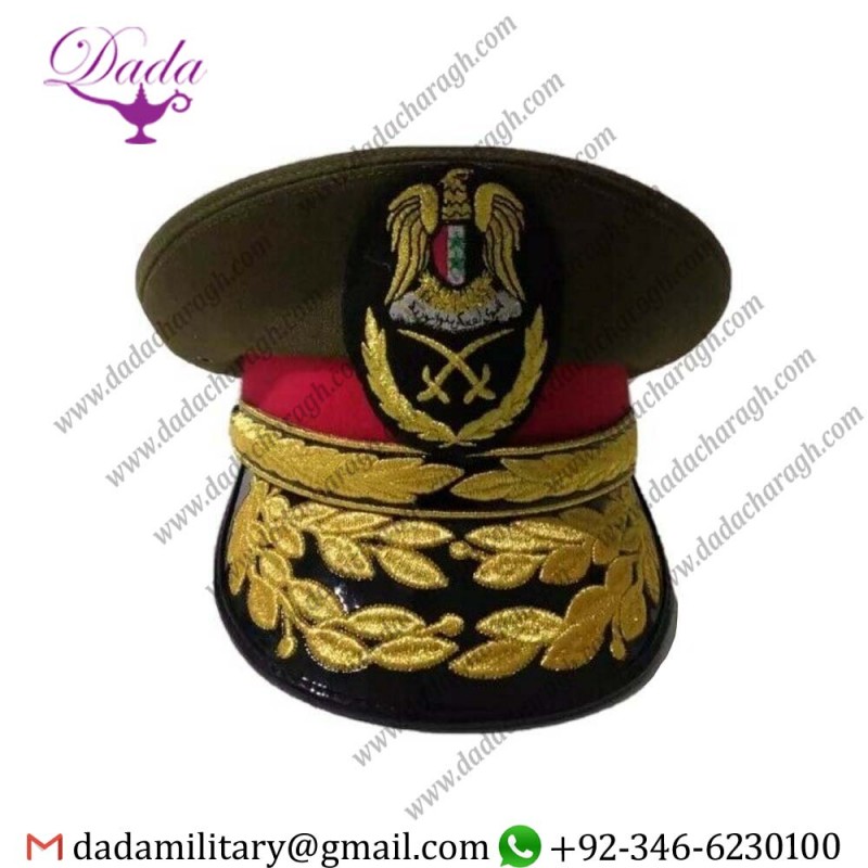 Hand Embroidery Singapore Army General Cap, Visor Embroidery Caps peak