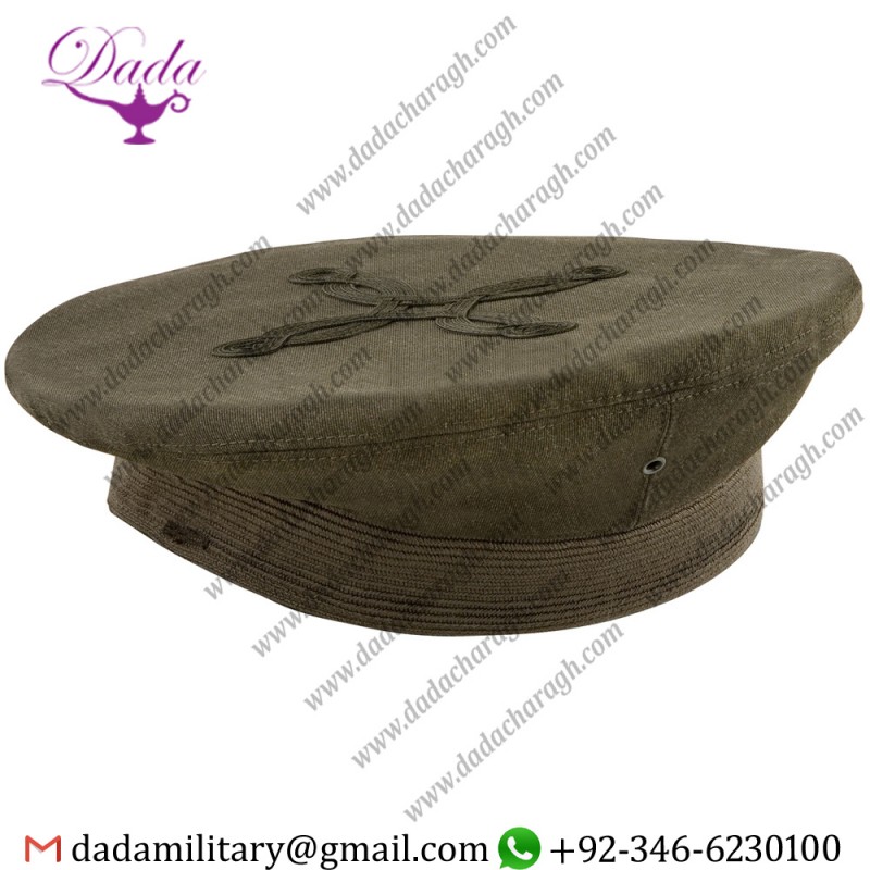 Wool Cap Officer’s Marine Corps Green Poly, Wool Gabardine Cover (Rag)