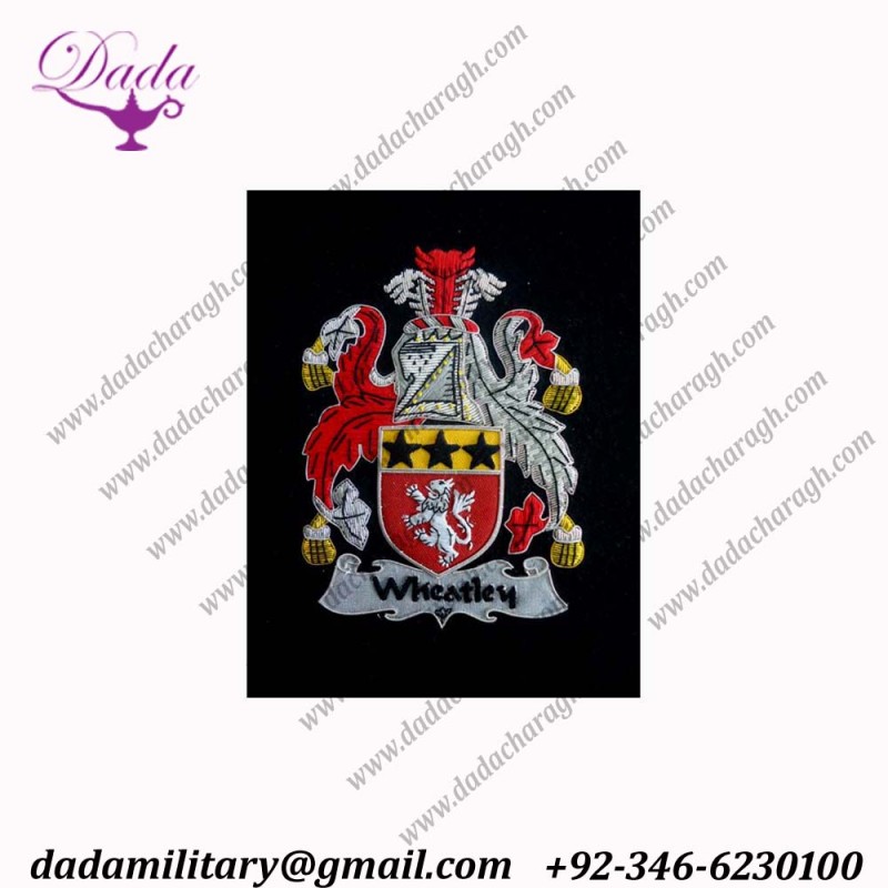 Wheatley family crest Handmade Badges, Embroidery Emblem Embroidered