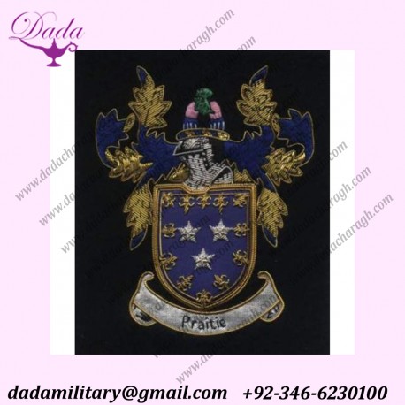 Hand Embroidery Bullion Wire Family Crests, Hand Embroidered Badges