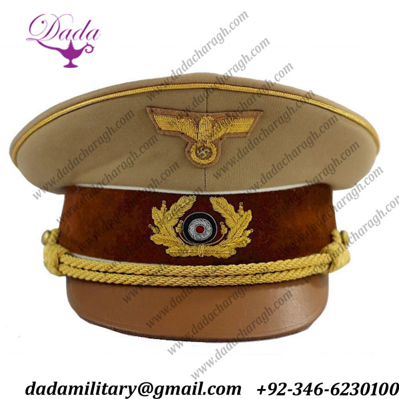 Uniform German Cap Adolf Hitler NSDAP Brown Visor Cap Hand Embroidered