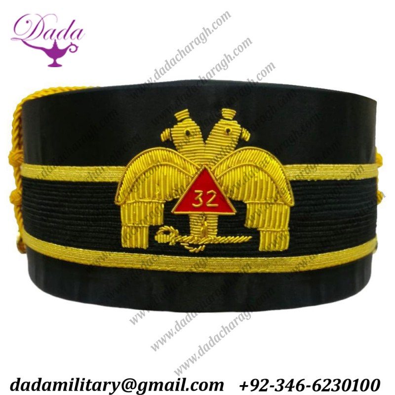 32 Degree Scottish Rite AASR Cap Gold Bullion Wire Embroidery Masonic