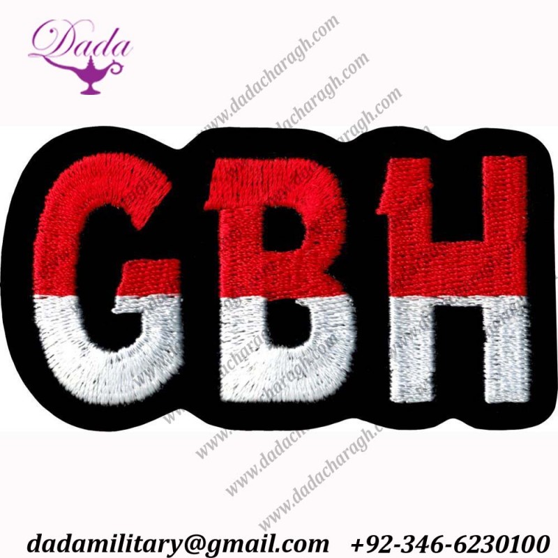 Charged GBH Red And White Logo Embroidered Iron On Sew On Patch Badges