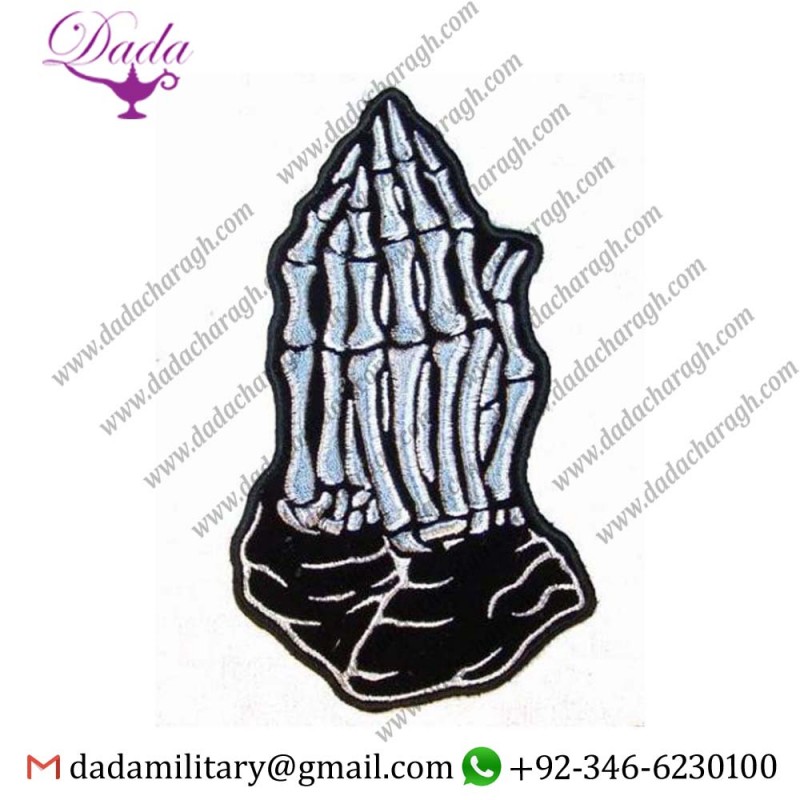 Human Praying Skeleton Bones Hand Novelty Embroider Biker Jacket Patch
