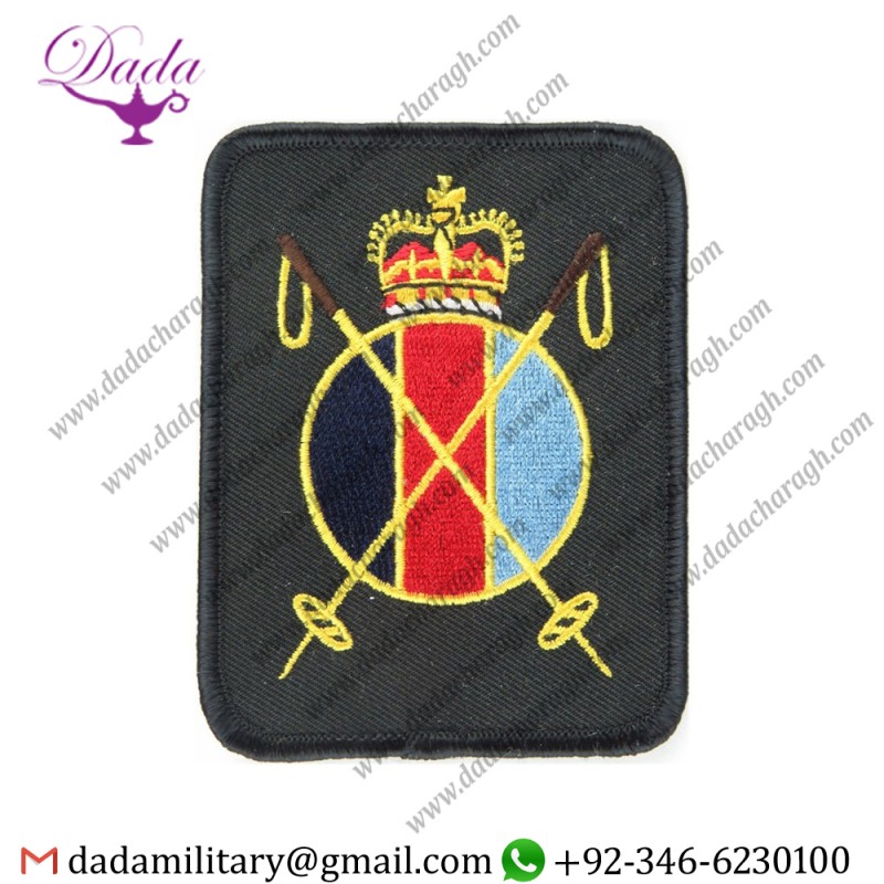 Machine embroidery badges UK Tri-Service Ski School Crown. Embroidered