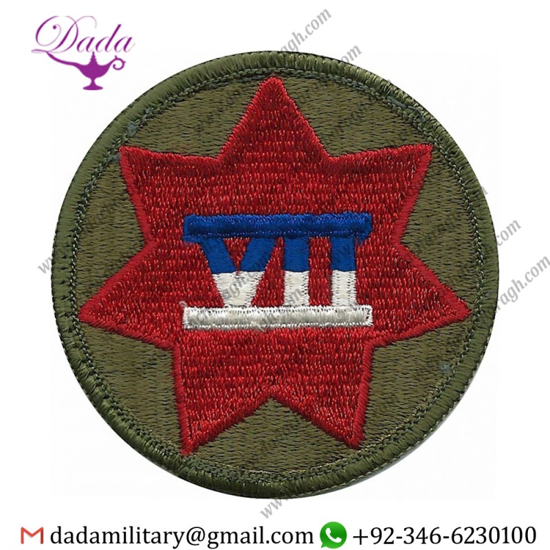 Machine embroidery badges VII Army Corps Colour Embroidered US sleeve