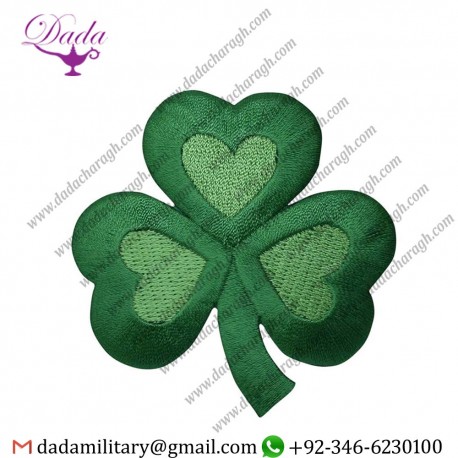 MEDIUM IRISH SHAMROCK CLOVER IRON ON EMBROIDERED PATCH Machine Fabric