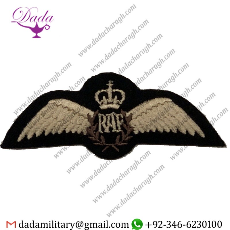 RAF PILOT WING SEW ON EMBROIDERED PATCH BADGE AIR FORCE Military Badge