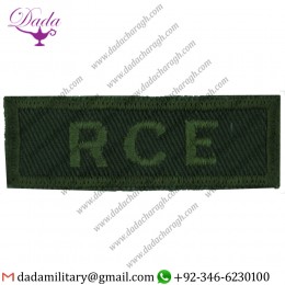RCE (ROYAL CANADIAN ENGINEERS) GREEN ON OLIVE EMBROIDERED NON-BRITISH