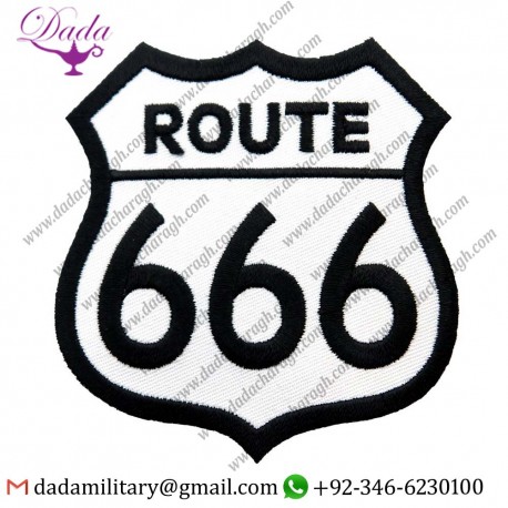 ROUTE 666 EMBROIDERED PATCH IRON-ON EVIL HIGHWAY ROAD SIGN Wholesalers