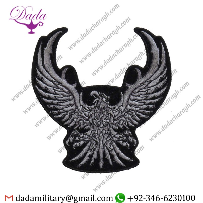 SILVER TRIBAL EAGLE SMALL PATCH - 4X4 INCH High Quality Iron-on Patch