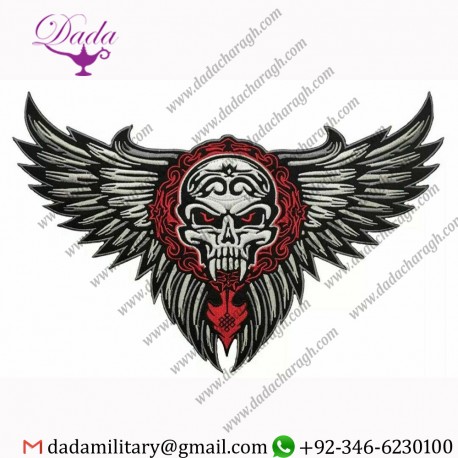 SKULL PATCH CLOTH SIZE 30CM WIDE CROSS DIY DESIGN EMBROIDERY IRON VEST