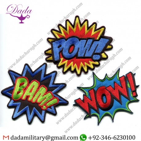 WOW! BAM! SUPERHERO COMICS RETRO FUN EMBROIDER APPLIQUES IRON-ON PATCH