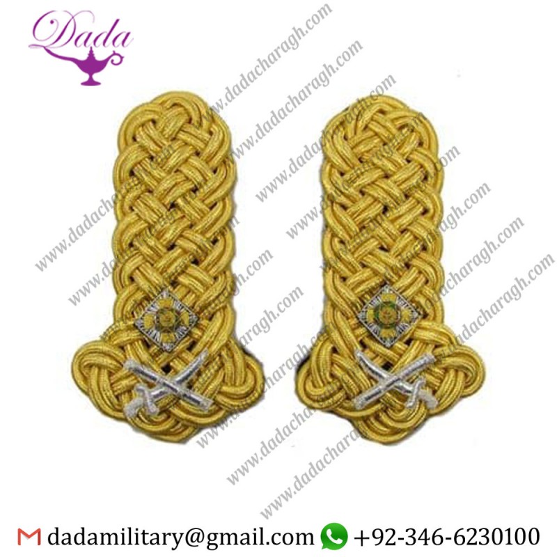 SHOULDER BOARD GOLD WIRE MAJOR GENERAL STAR CROSSED SWORD BATON Boards