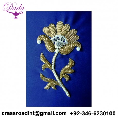 Beaded Bullion wire brooch pin hand embroidery brooch badges Bullion wire