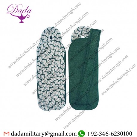 SHOULDER BRAID, MAJOR BRAID SOUTACHE SILVER WITH GUNNER GREEN NATIONAL