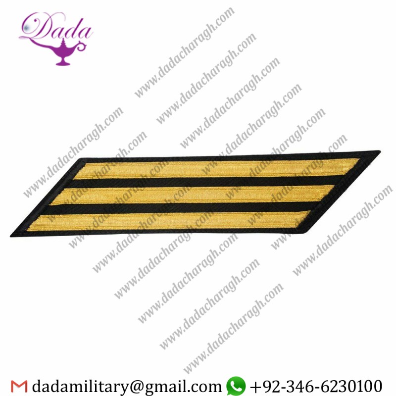 GENUINE U.S. NAVY CPO HASH MARKS GOLD LACE ON BLUE - SET OF 3 military