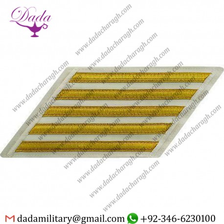 GENUINE U.S. NAVY CPO HASH MARKS GOLD LACE ON WHITE SET OF 5 Military