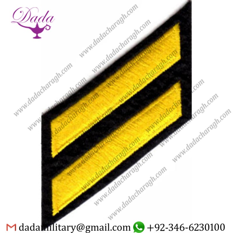 Uniform Service Hash Marks - Medium Gold on Black Felt Backing Uniform