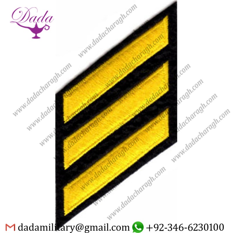 Uniform Service Hash Marks - Medium Gold on Black Felt Backing Uniform