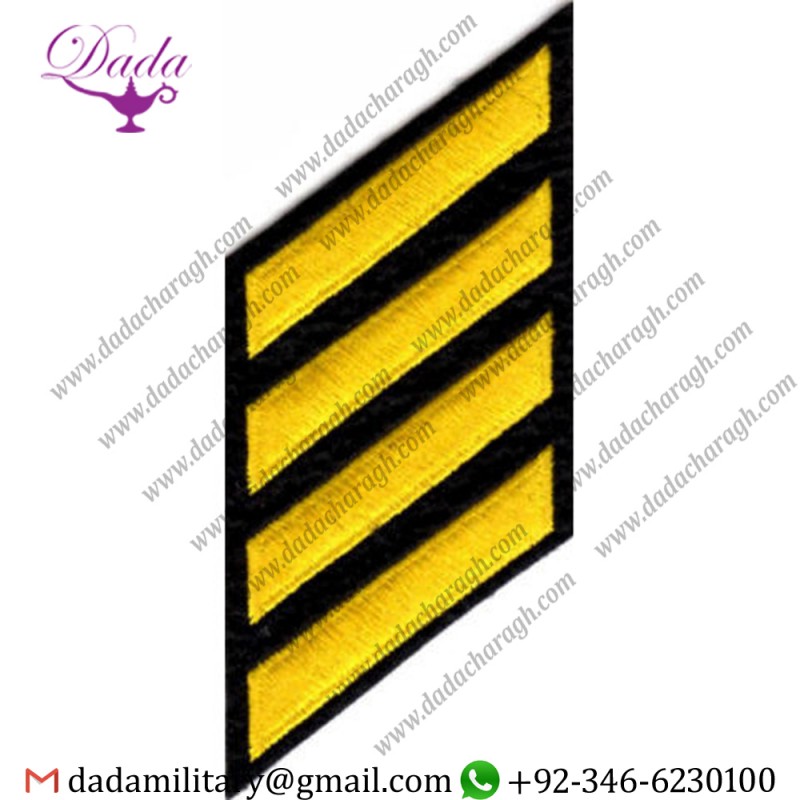Uniform Service Hash Marks - Medium Gold on Black Felt Backing Uniform