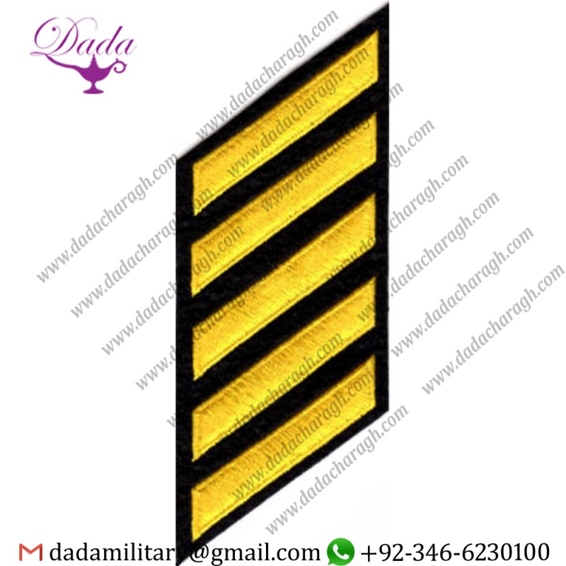 Uniform Service Hash Marks - Medium Gold on Black Felt Backing Uniform