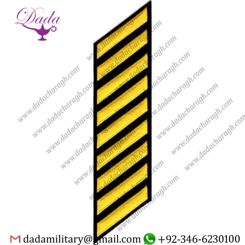 Uniform Service Hash Marks - Medium Gold on Black Felt Backing Uniform