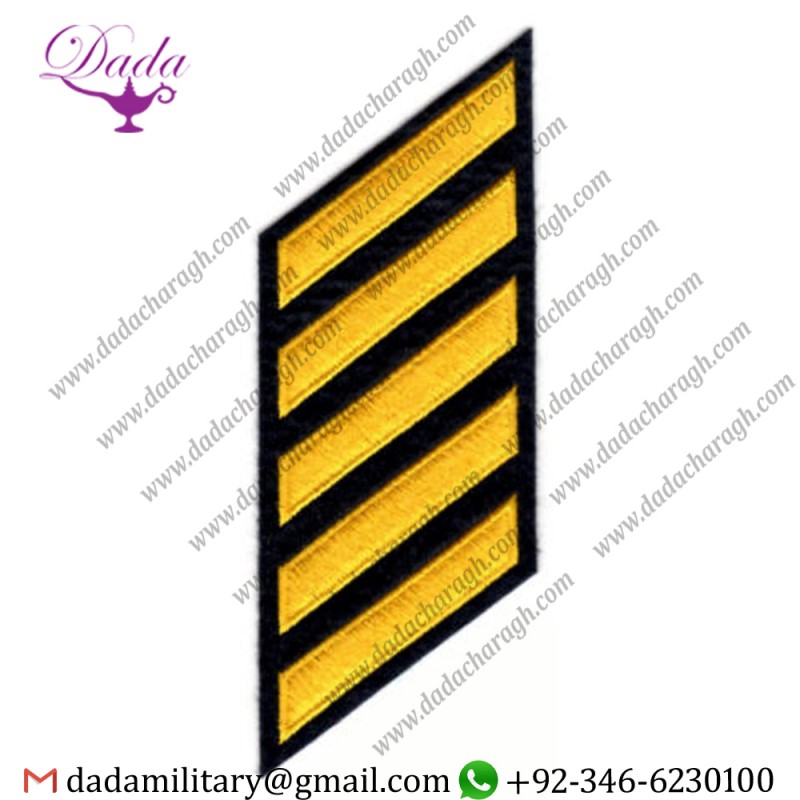 Uniform Service Hash Marks - Medium Gold on Midnight Navy Felt Backing