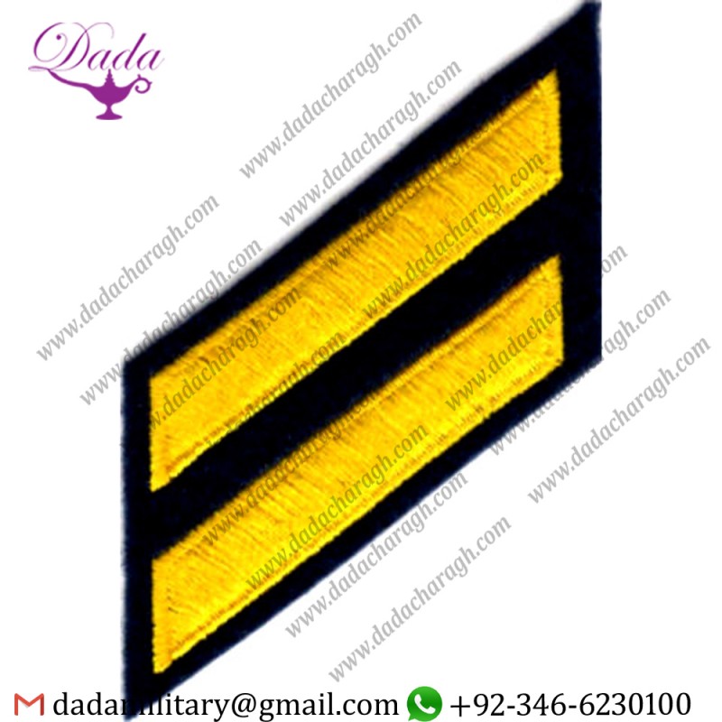 Uniform Service Hash Marks - Medium Gold on Navy Felt Backing Uniform
