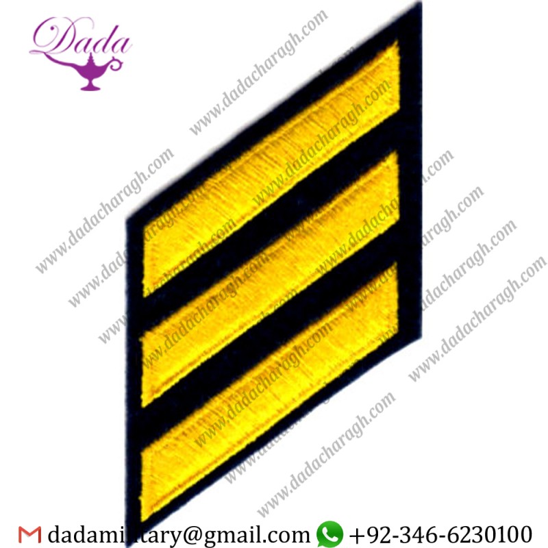 Uniform Service Hash Marks - Medium Gold on Navy Felt Backing Uniform