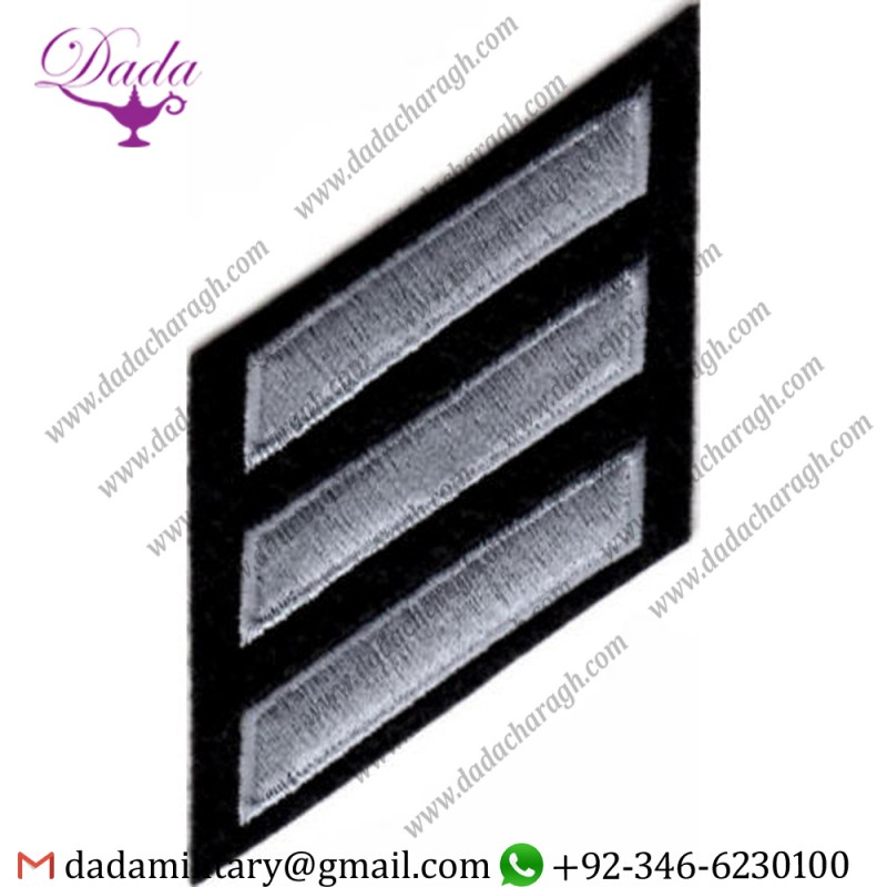 Uniform Service Hash Marks Medium Grey on Black Felt Backing military