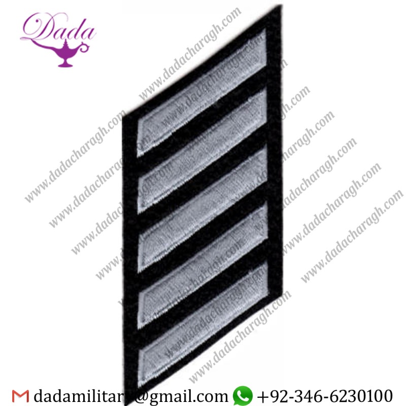 Uniform Service Hash Marks Medium Grey on Black Felt Backing military