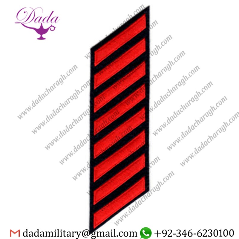 Uniform Service Hash Marks Red on Midnight Navy Felt Backing Chevrons