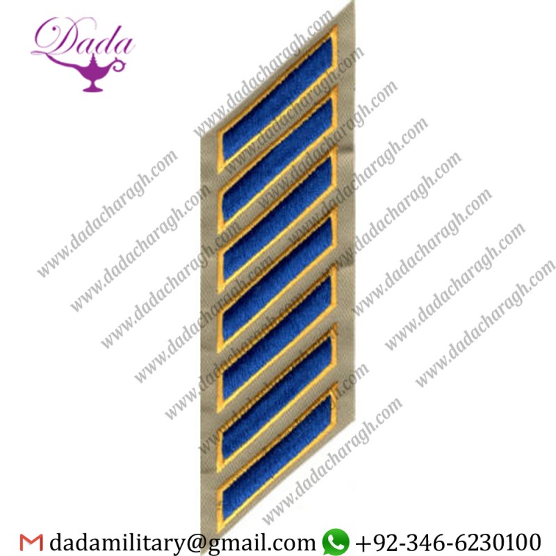 Uniform Service Hash Marks - Royal-Medium Gold on Tan Twill accessorie