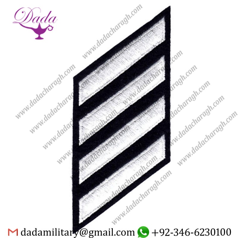 Uniform Service Hash Marks - White on Midnight Navy Felt Backing badge